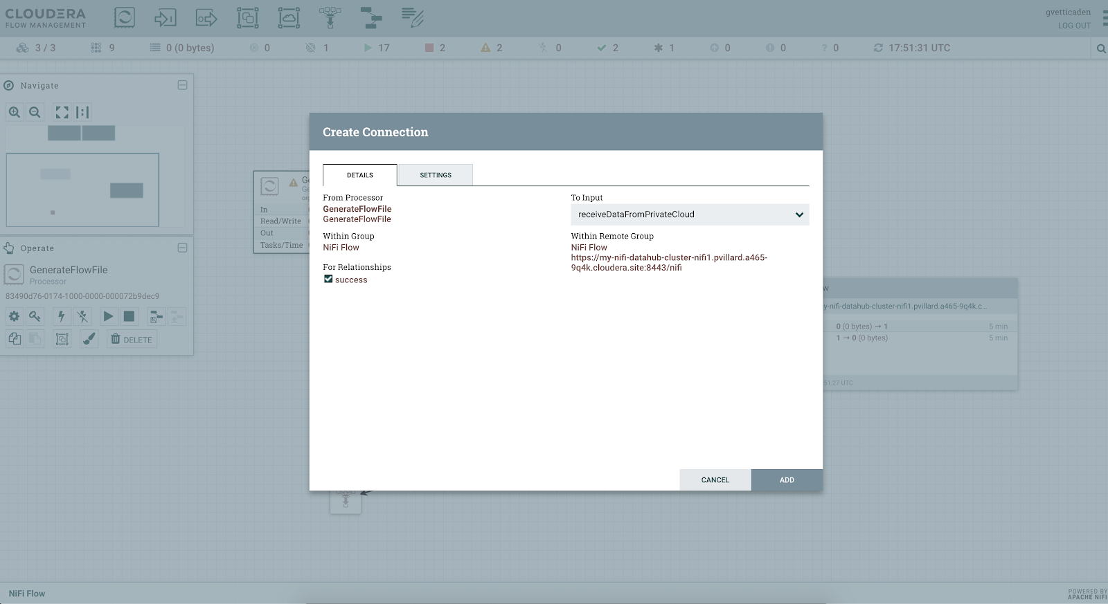 Defining your Cloudera Base on premises data flow