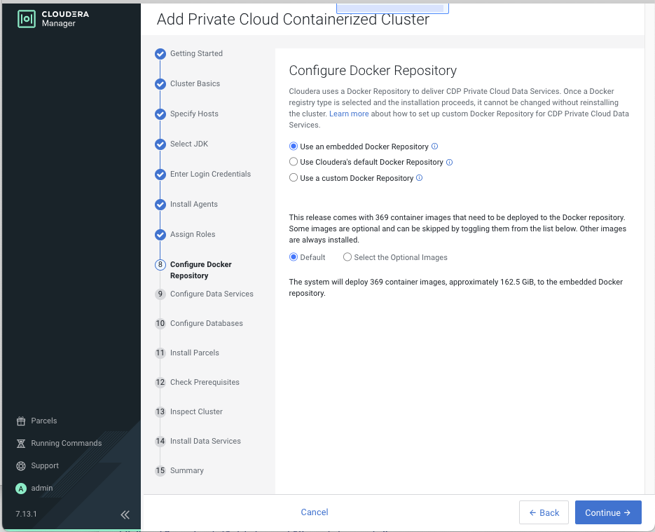 Installing Cloudera Data Services On Premises Using Cloudera Embedded