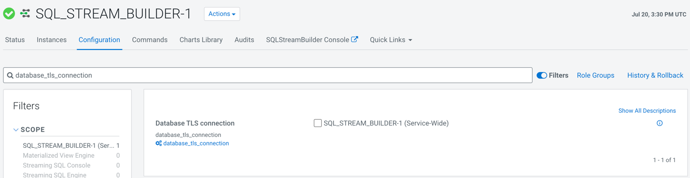 Enabling TLS for database connection
