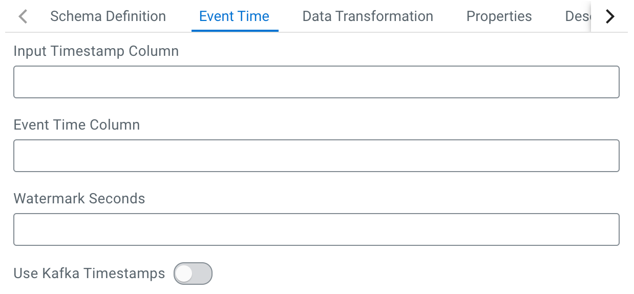 Event Time tab