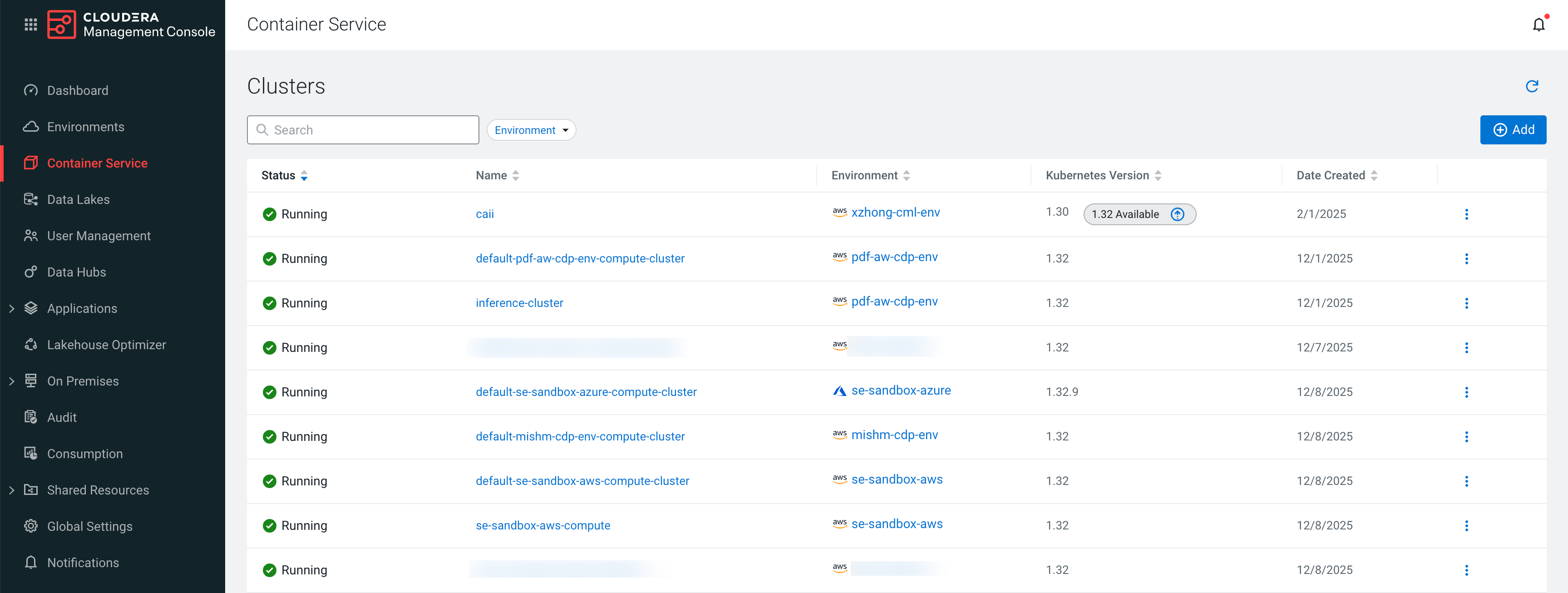 Using Compute Clusters in environments on AWS