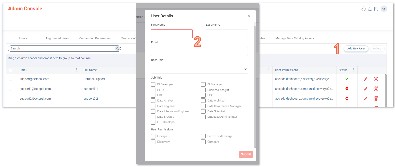 Admin User - Cloudera Octopai Admin Console