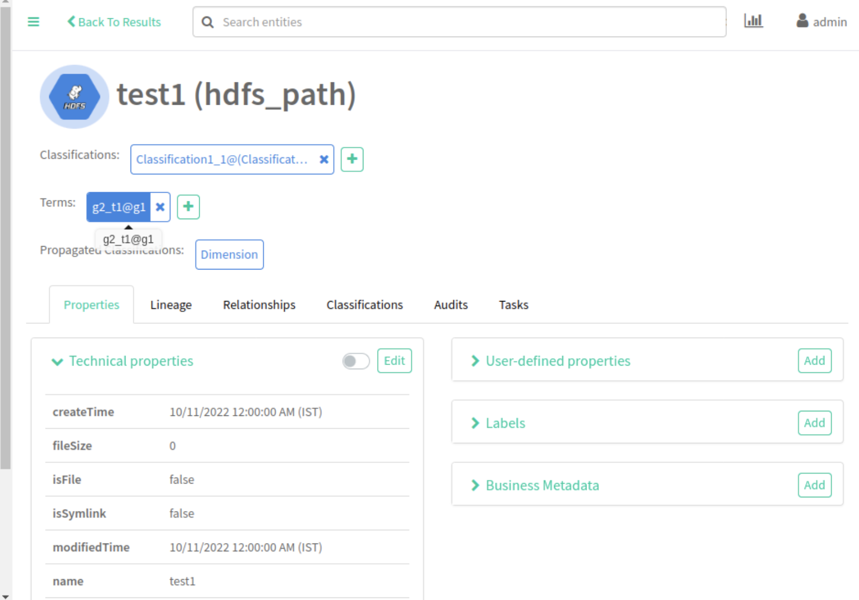 Example for finding parent object for assigned classification or term